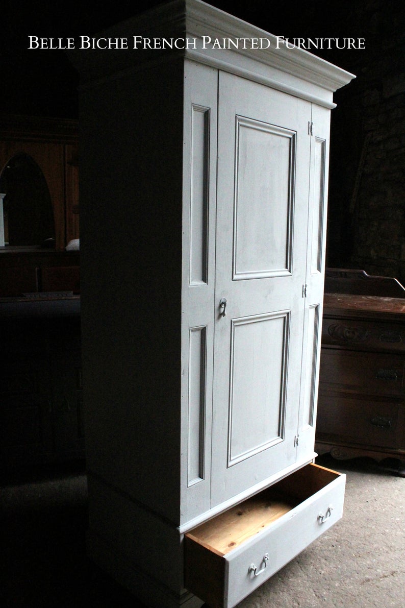 Gustavian Grey Single Wardrobe | Belle Biche Interiors