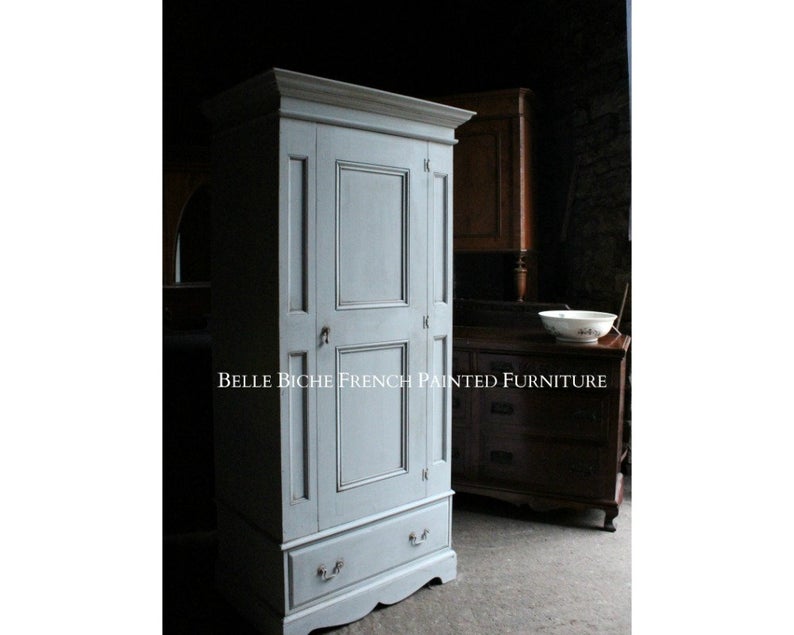 Gustavian Grey Single Wardrobe | Belle Biche Interiors